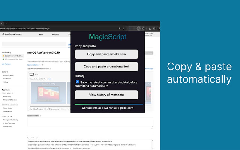 MagicScript: App Store Connect Automation for Google Chrome - Extension ...