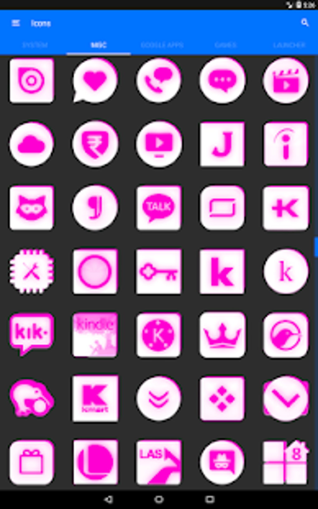 Inverted White and Pink Icon Pack Free pour Android - Télécharger