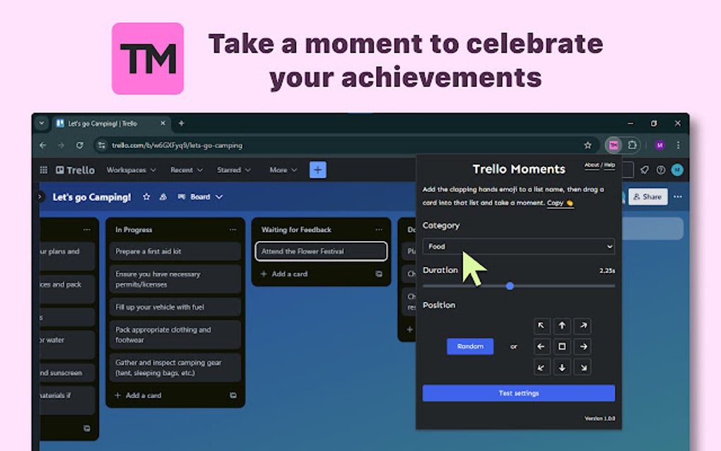 Trello Moments cho Google Chrome - Tiện ích mở rộng Tải về