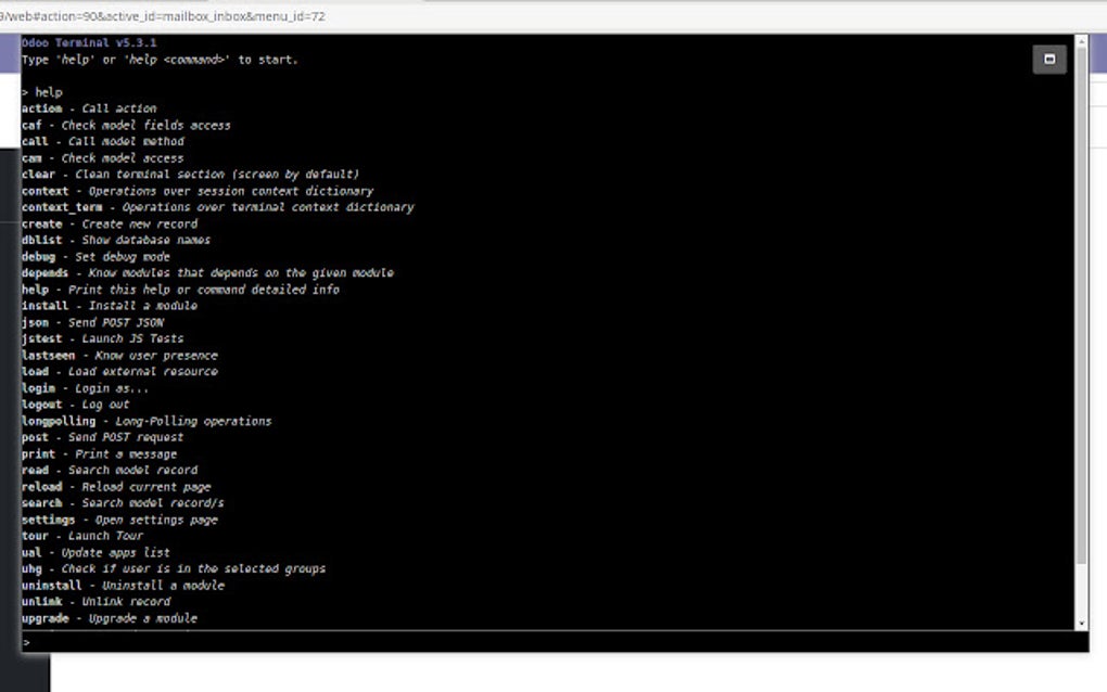 Odoo Terminal para Google Chrome - Extensión Descargar