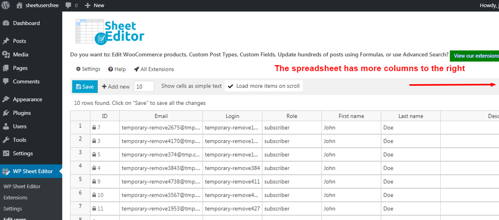 Bulk Edit and Create User Profiles 8211 WP Sheet Editor para WordPress ...