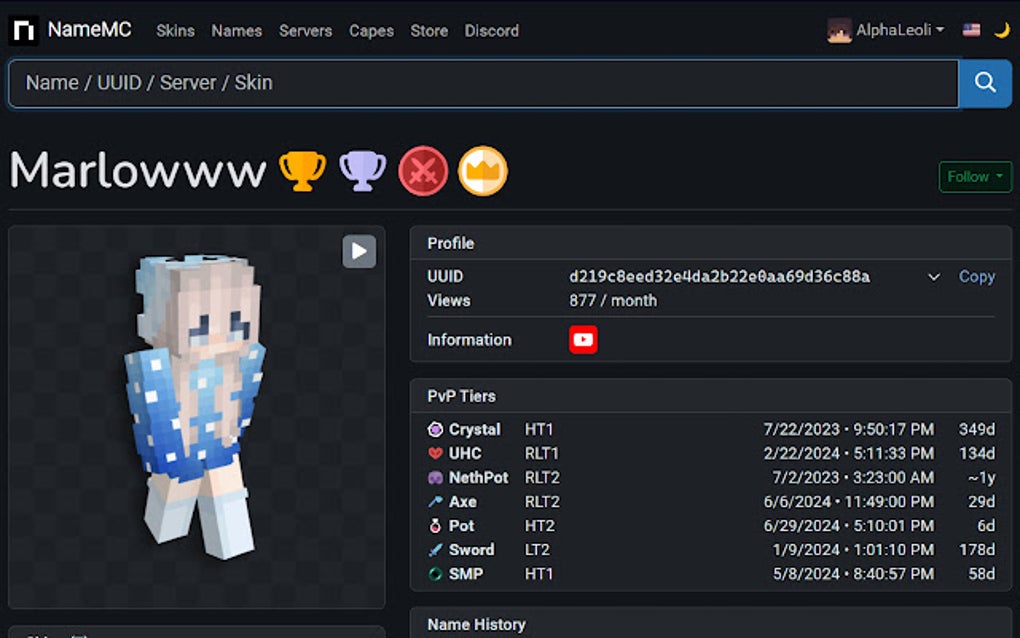 NameMC PvP Tiers Display for Google Chrome - Extension Download