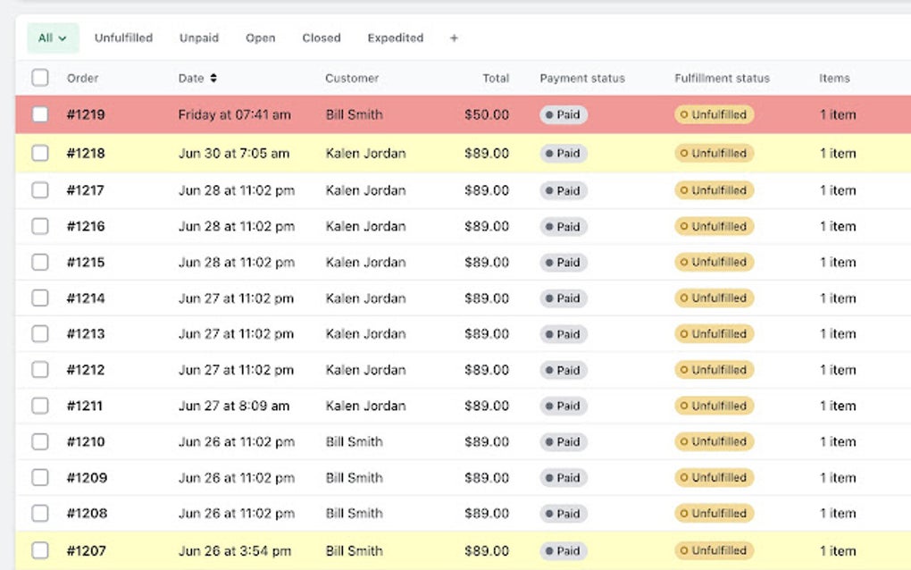 Color-Coded Shopify Orders para Google Chrome - Extensión Descargar