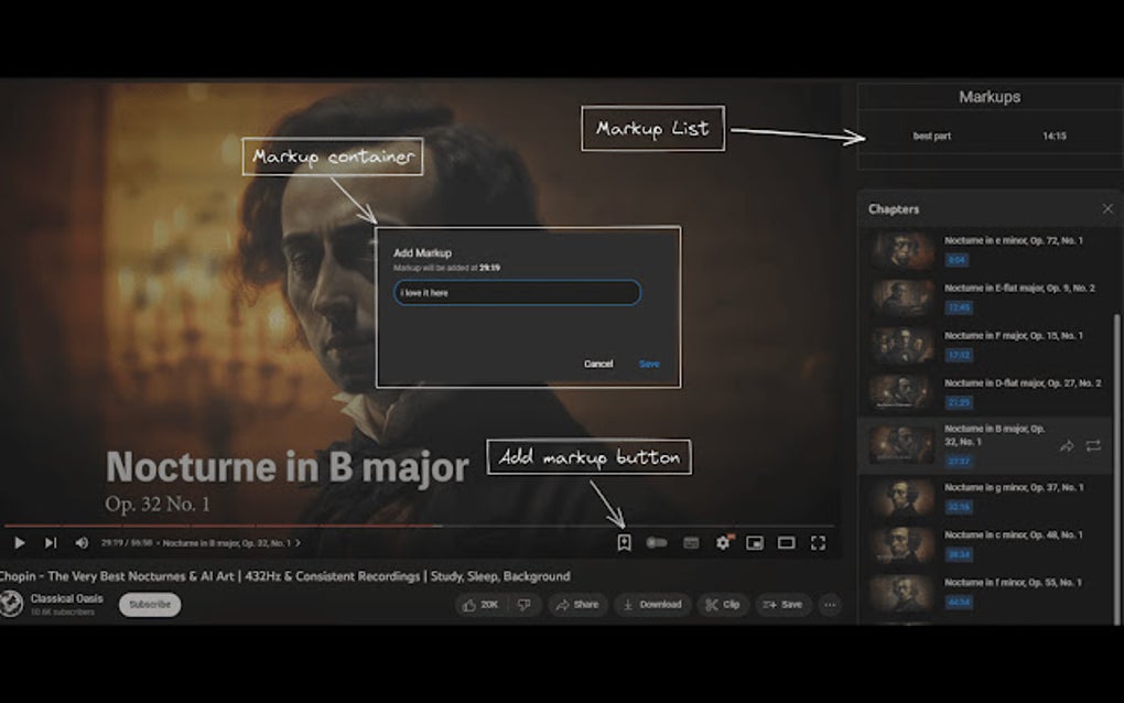 YouTube Markup pour Google Chrome - Extension Télécharger