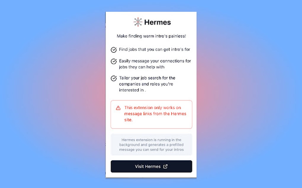 Hermes Warm Intros Extension para Google Chrome - Extensión Descargar