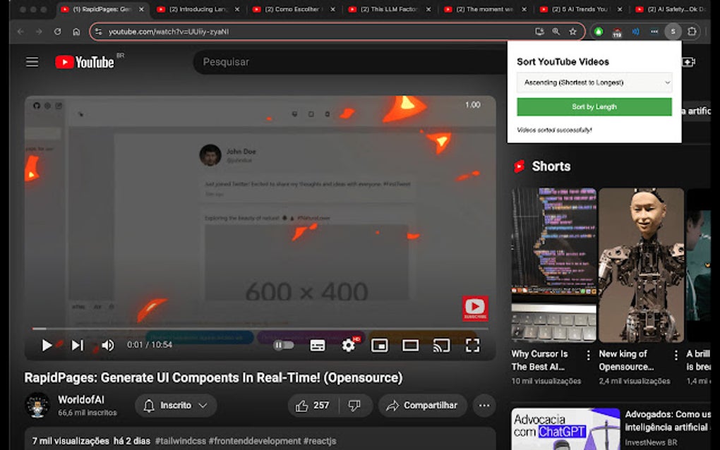 Sort YouTube Videos para Google Chrome - Extensión Descargar