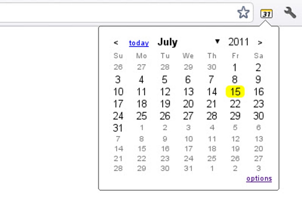 Simple Calendar pour Google Chrome - Extension Télécharger