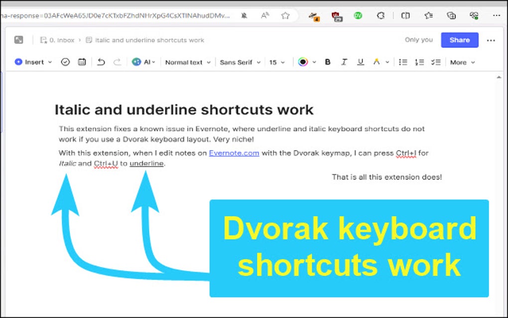 Dvorak Evernote extension para Google Chrome - Extensión Descargar