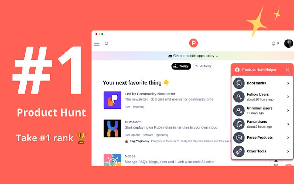 Product Hunt Extension: Helper Google Chrome 용 - 확장 프로그램 다운로드