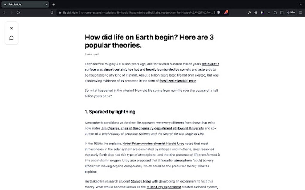 RabbitHole for Google Chrome - Extension Download