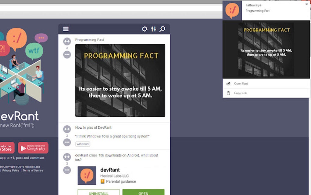 (Unofficial) Notifications for devRant para Google Chrome - Extensión Descargar