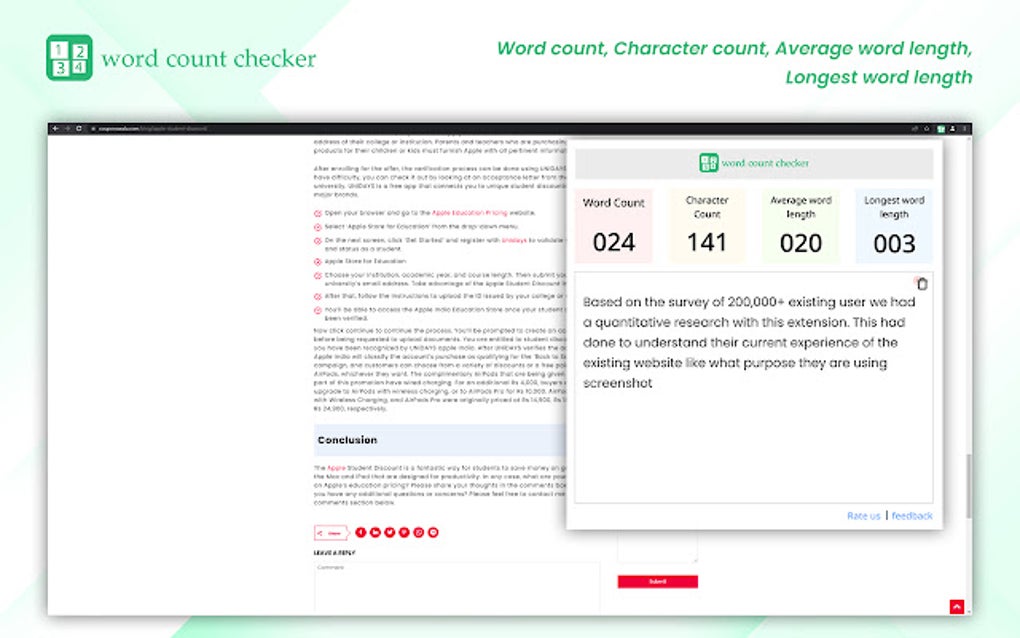 Word Counter para Google Chrome - Extensión Descargar