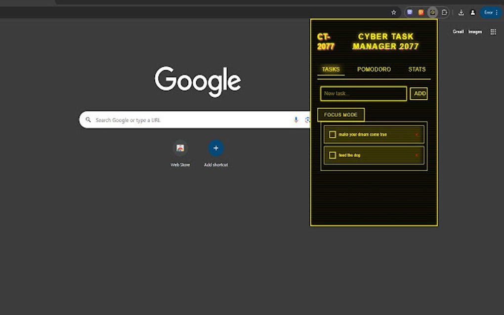 Cyber Task Manager 2077 สำหรับ Google Chrome - ส่วนขยาย ดาวน์โหลด