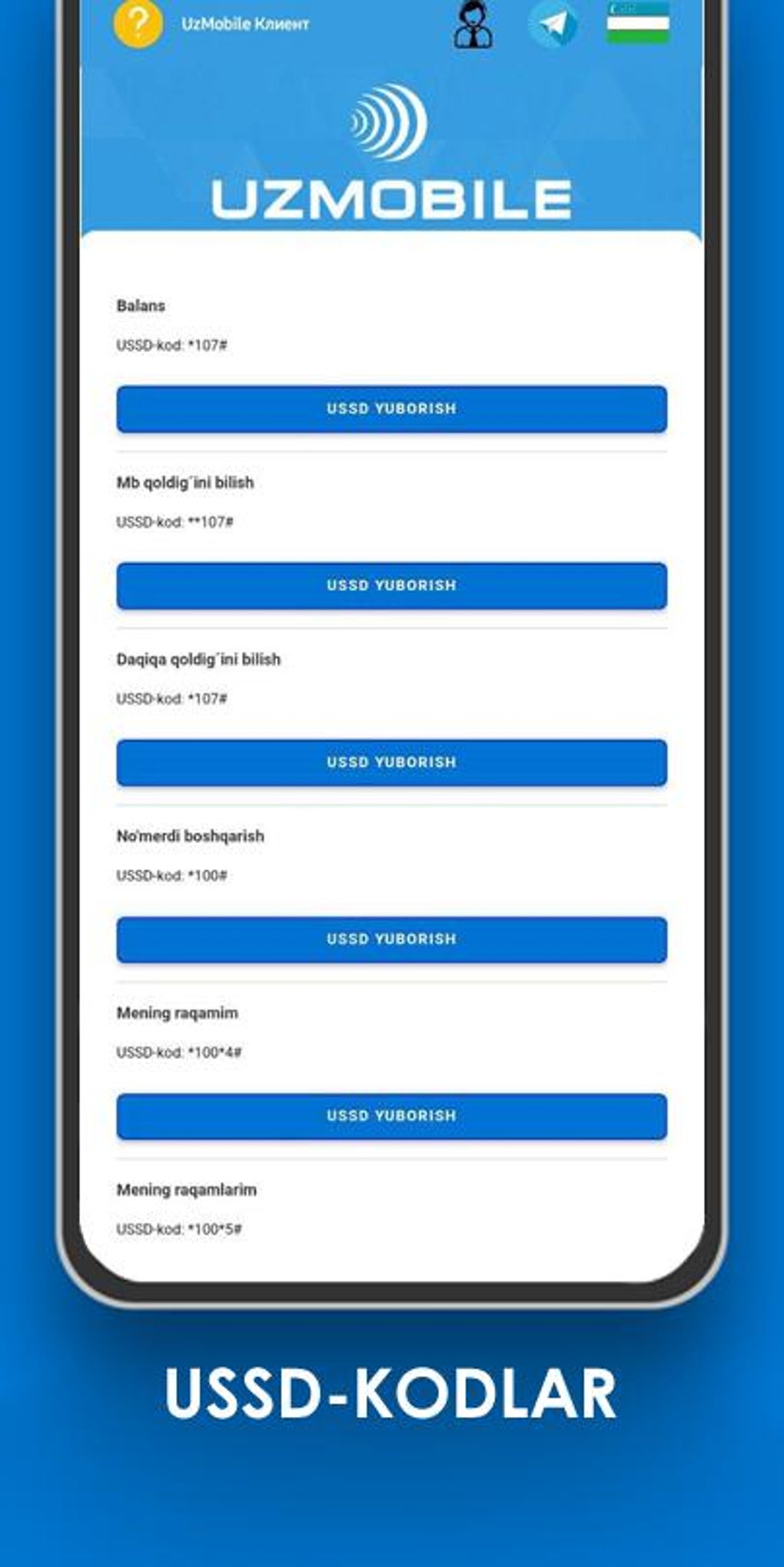 UzMobile kod 2022 USSD APK for Android - Download