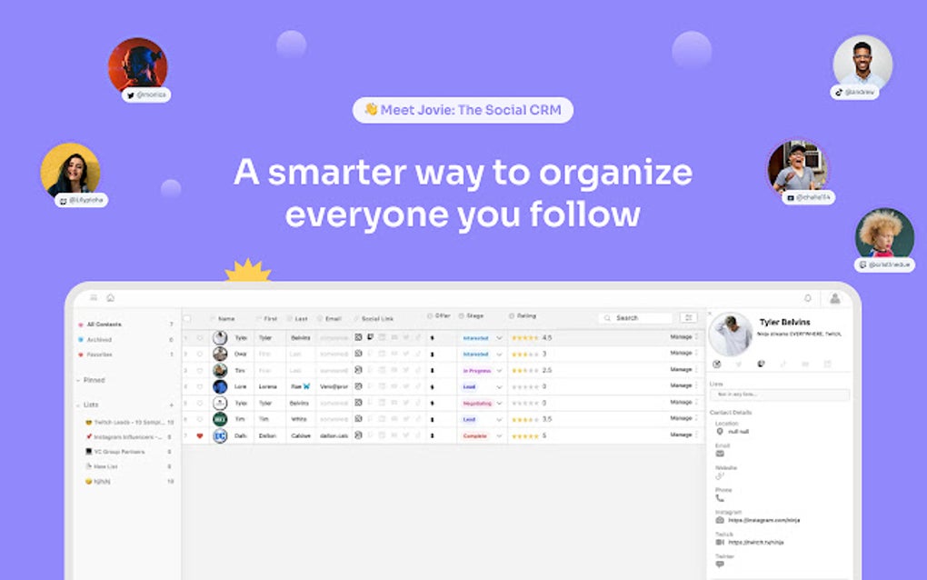 Jovie: Social CRM Google Chrome için - Eklenti İndir