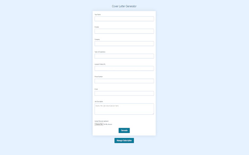 Cover Letter Generator Google Chrome için - Eklenti İndir