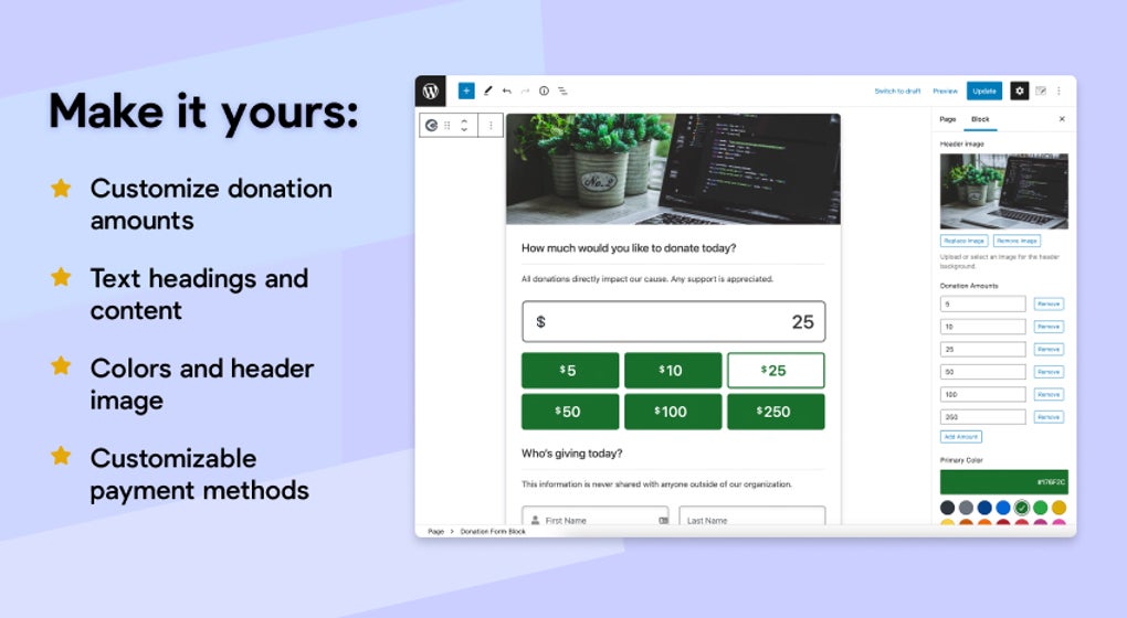 Donation Form Block for Stripe para WordPress - Descargar