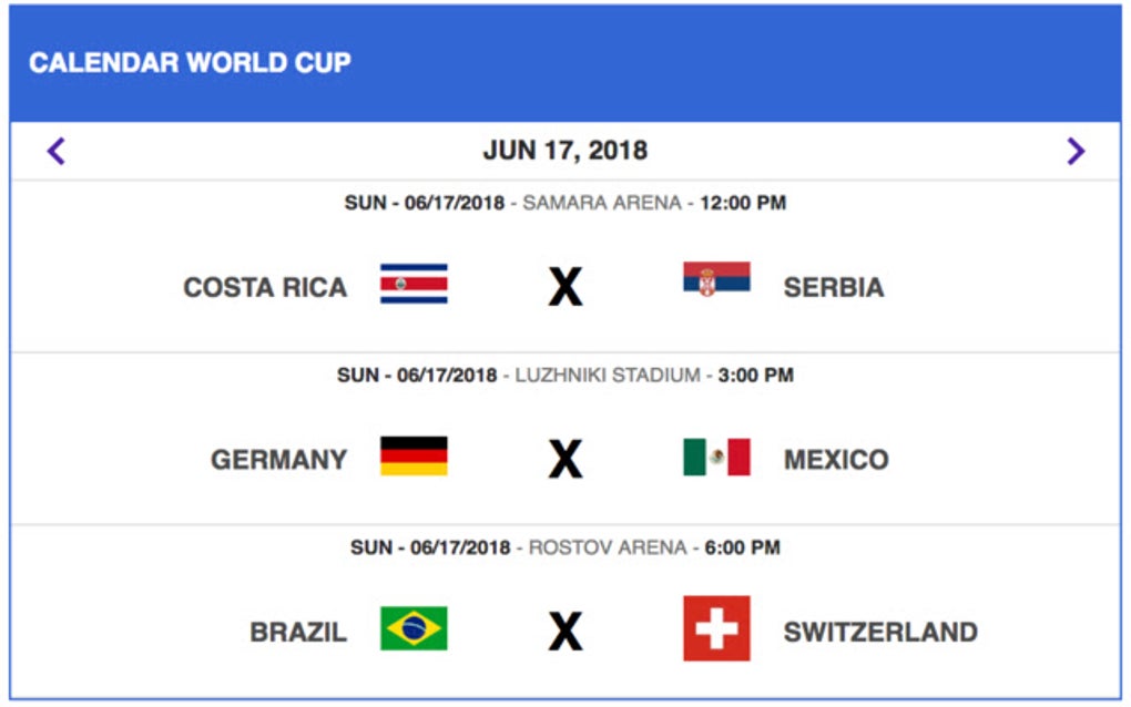 World Cup 2018 Calendar For Google Chrome 