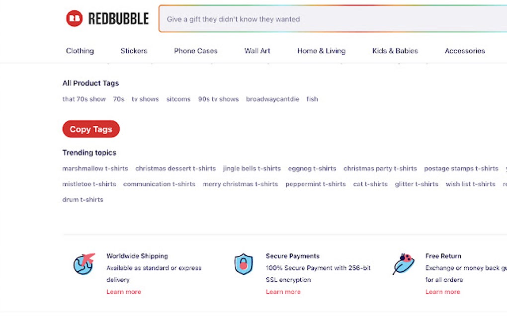 Redbubble Tag Grabber for Google Chrome - Extension Download
