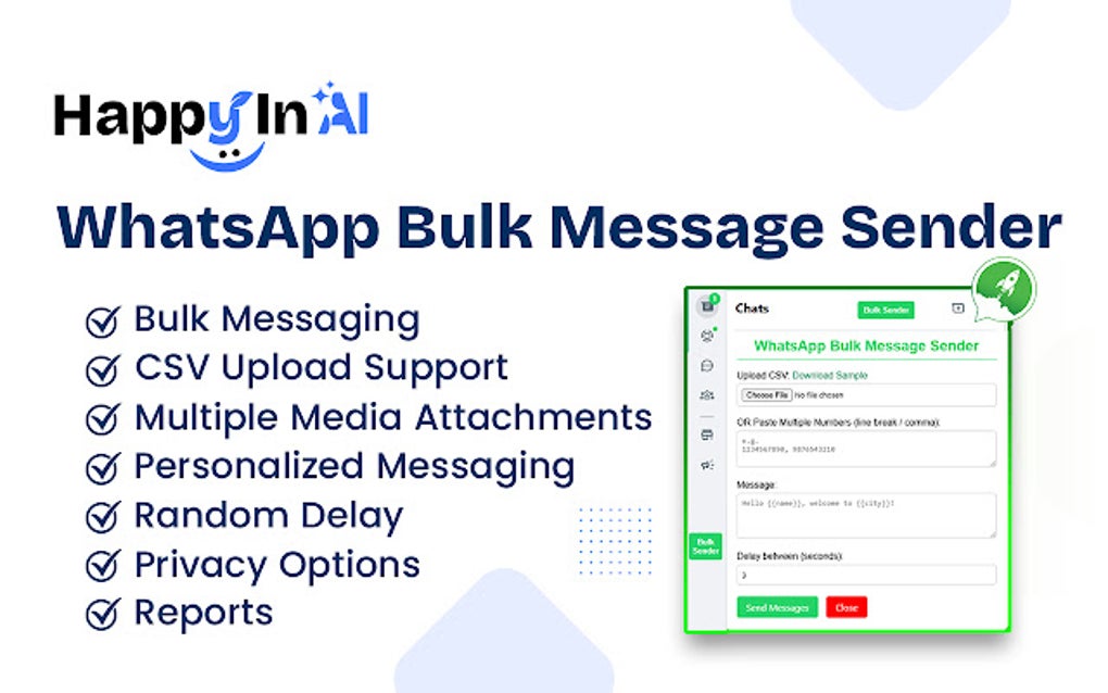 HappyInAI - WhatsApp Bulk Message Sender สำหรับ Google Chrome - ส่วน ...