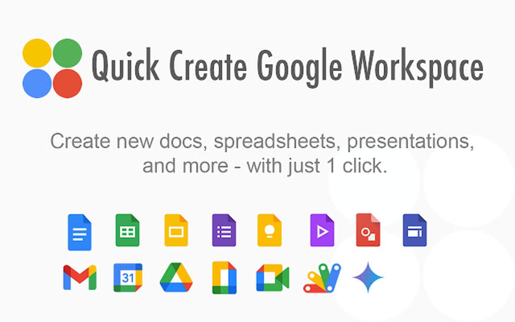Quick Create Google Workspace สำหรับ Google Chrome - ส่วนขยาย ดาวน์โหลด