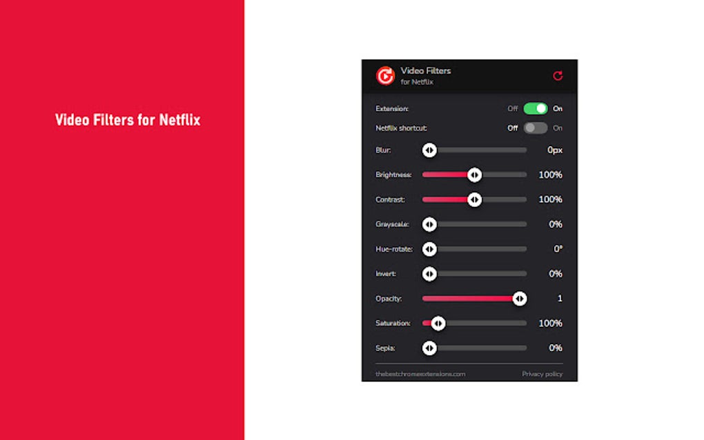 Video filters for Netflix para Google Chrome - Extensión Descargar