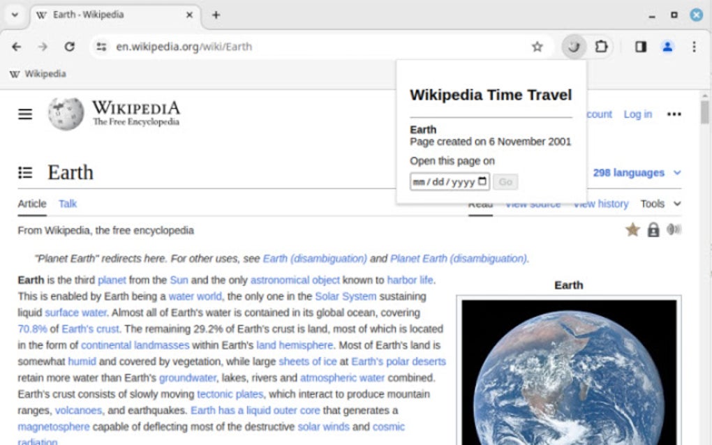 Wikipedia Time Travel for Google Chrome - Extension Download