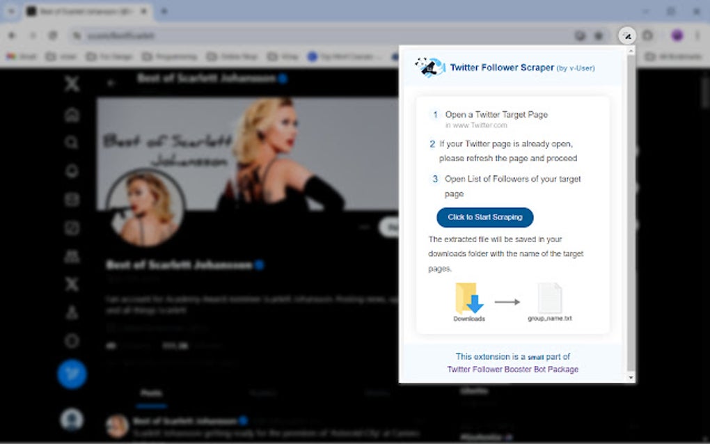 Twitter Follower Scraper (by v-User) Google Chrome 용 - 확장 프로그램 다운로드