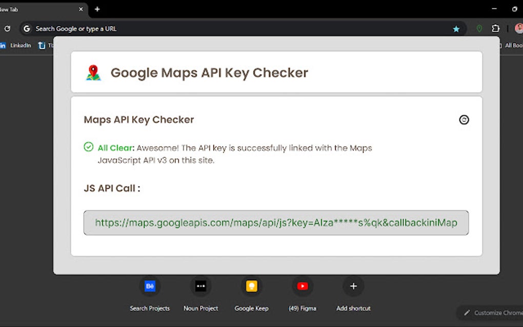 Google maps api key checker Google Chrome 용 - 확장 프로그램 다운로드