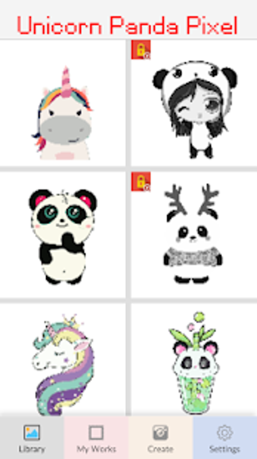 Unicorn Panda Pixel Art - Number Coloring Books cho Android - Tải về