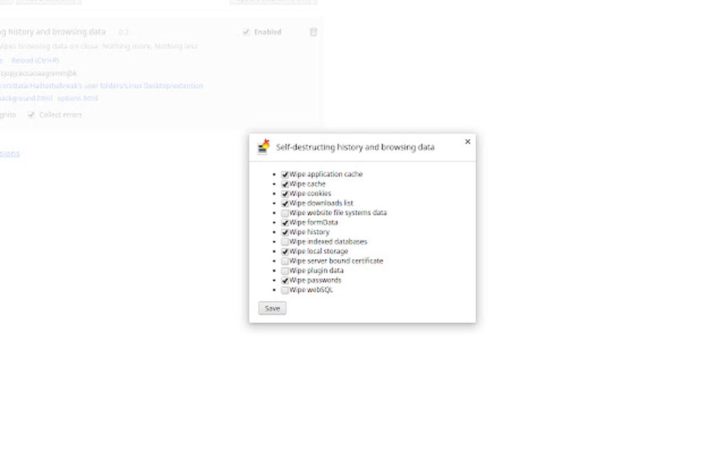 Self-destructing history and browsing data für Google Chrome ...