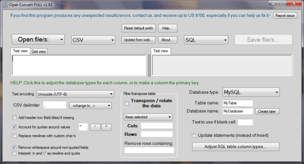 Opal Convert Excel CSV To SQL 