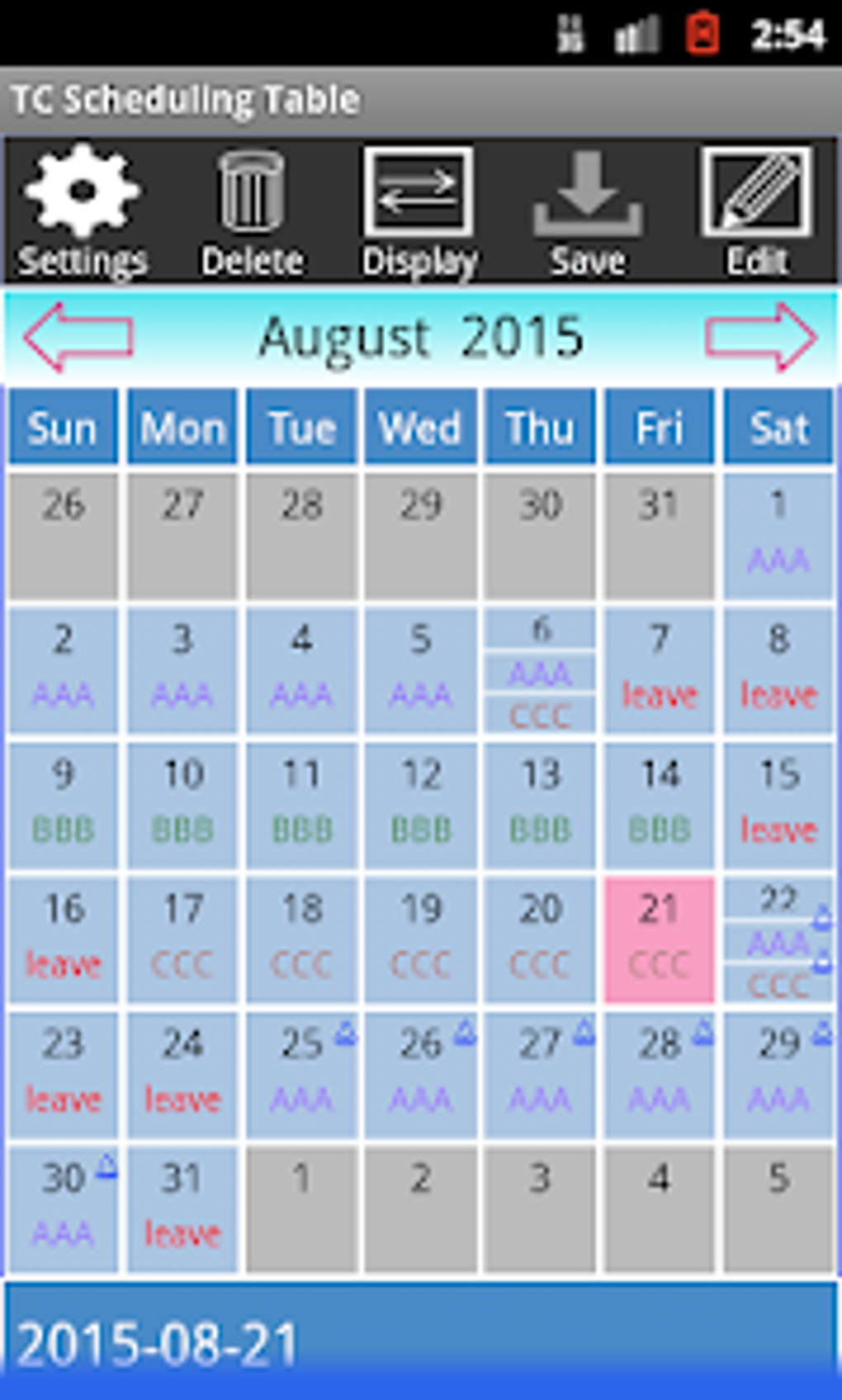 TC Scheduling Table for Android - Download