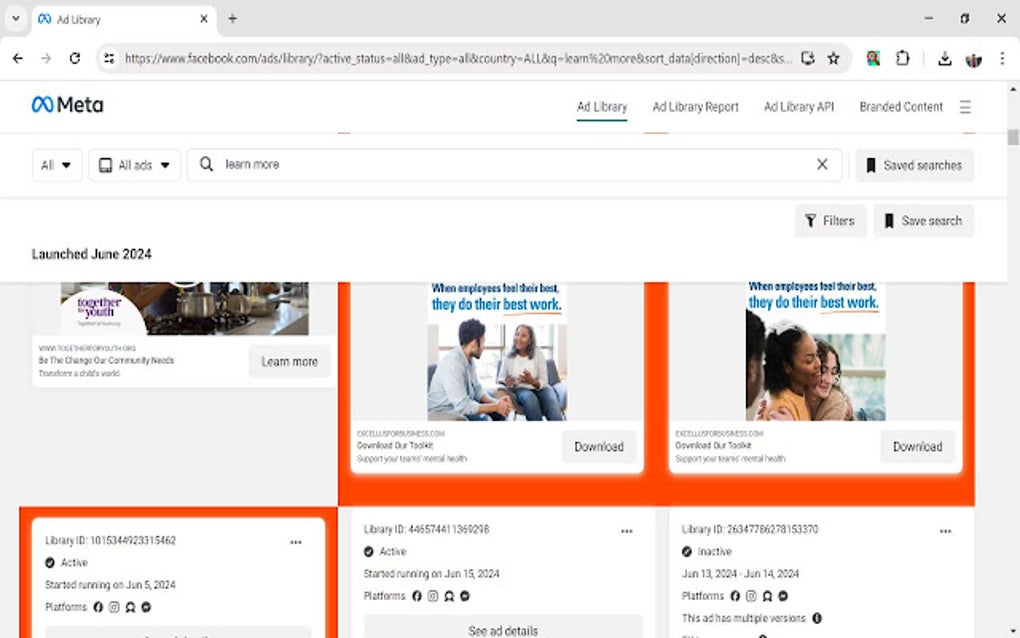 Ads with the button Google Chrome 용 - 확장 프로그램 다운로드
