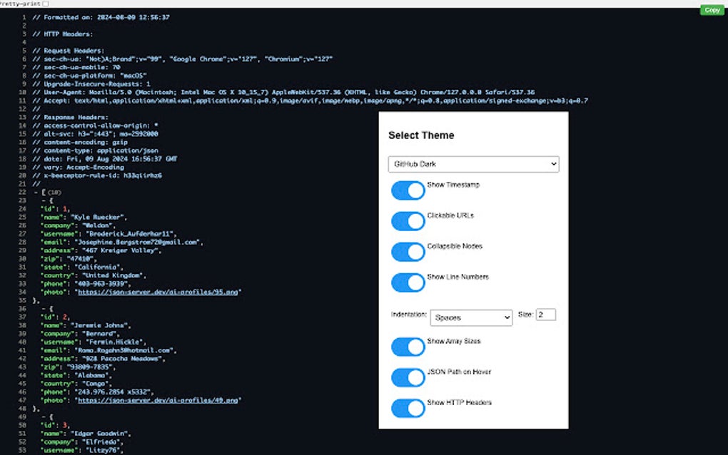 JSON Viewer Plus für Google Chrome - Erweiterung Download
