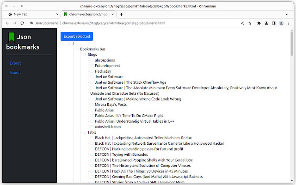 Json Bookmarks for Google Chrome - Extension Download