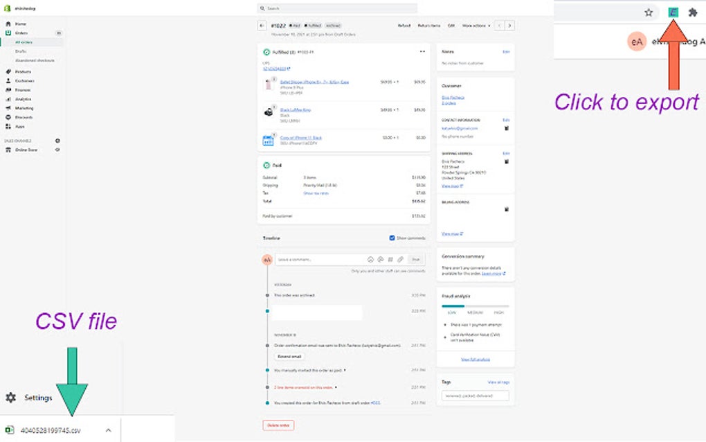 Shopi Order Export Lite for Google Chrome - Extension Download