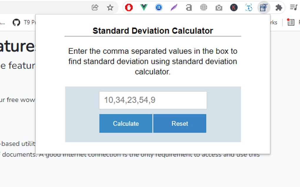 Standard Deviation Calculator para Google Chrome - Extensión Descargar