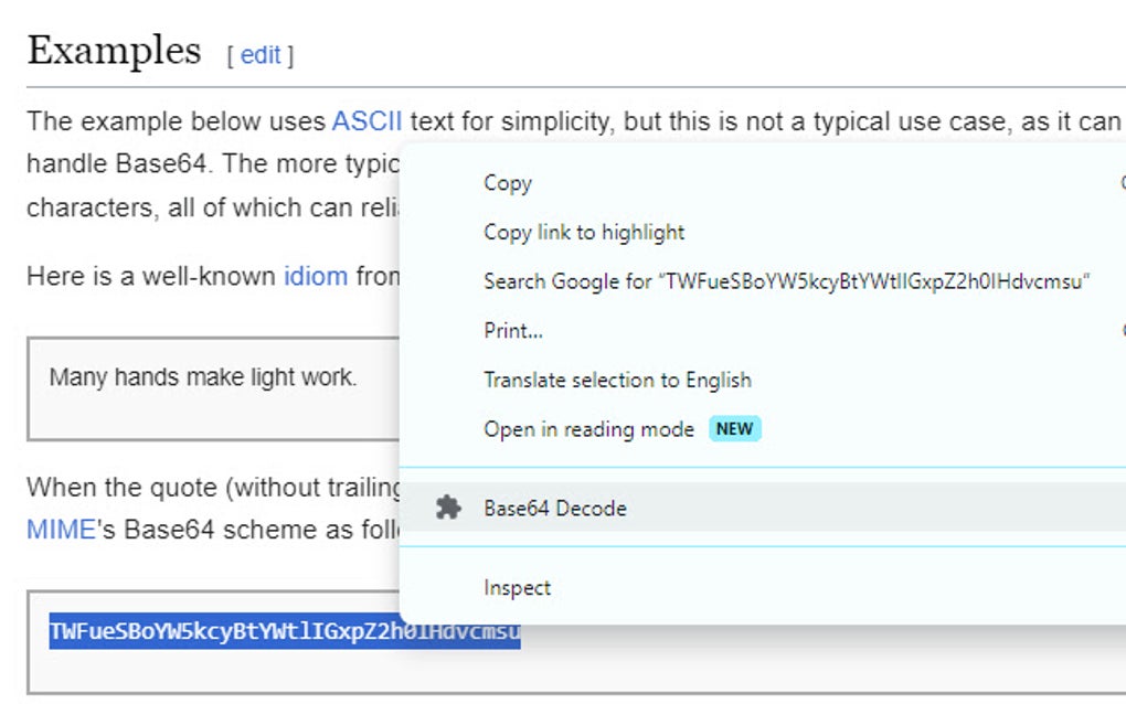 Base64 Decoder para Google Chrome - Extensión Descargar
