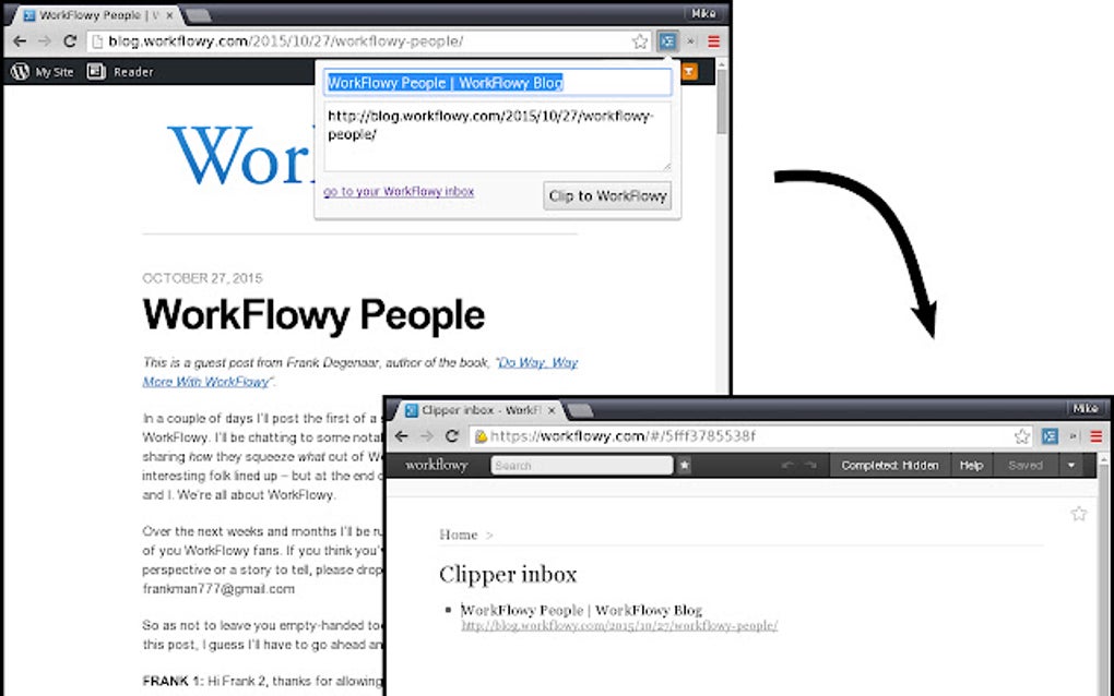 WorkFlowy Clipper Google Chrome 용 - 확장 프로그램 다운로드