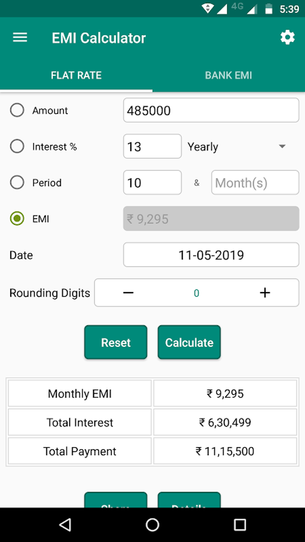 EMI Calculator - Bank EMI, Flat Rate EMI APK for Android - Download
