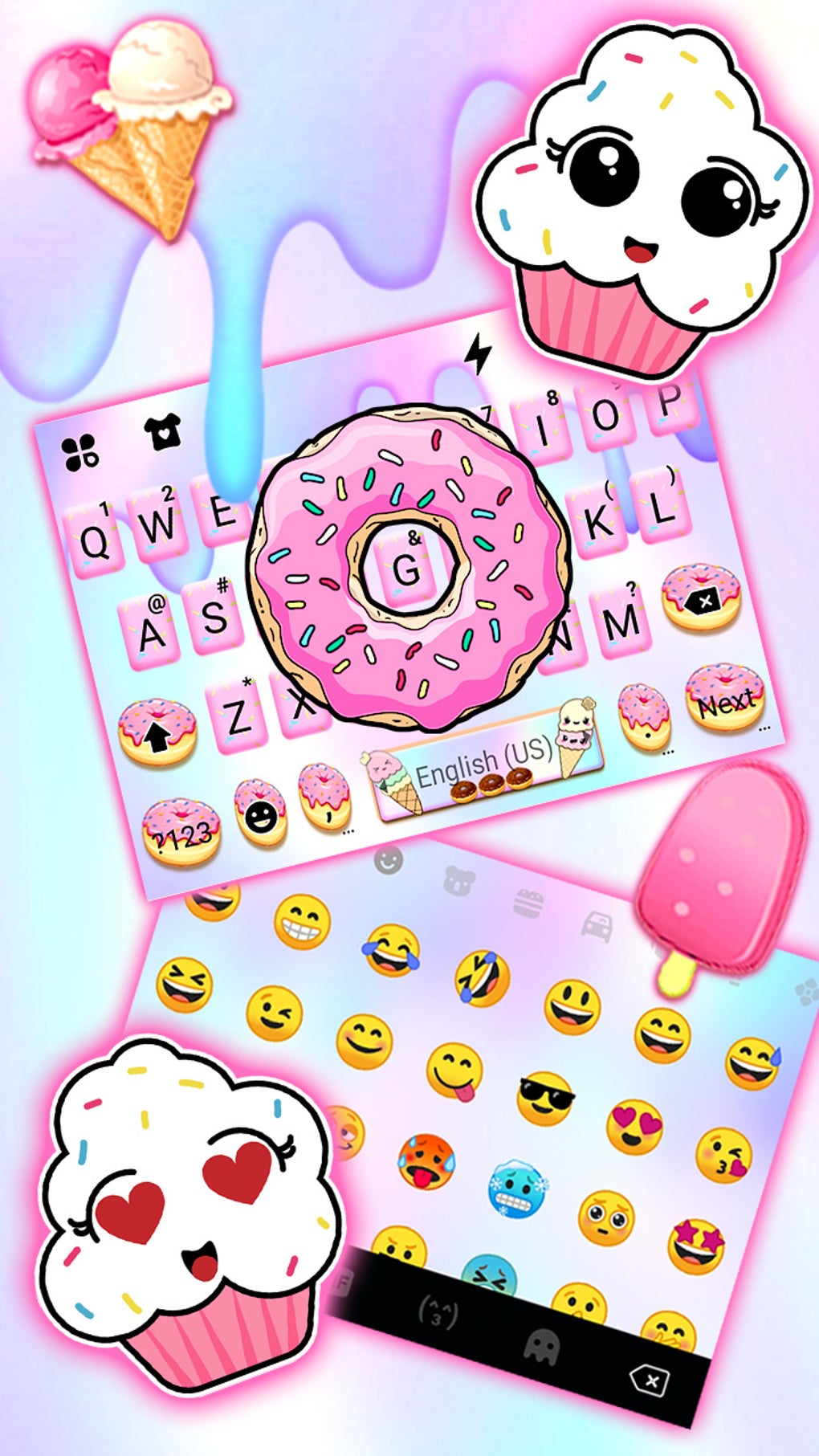 Pastel Pink Donut Keyboard Theme for Android - Download