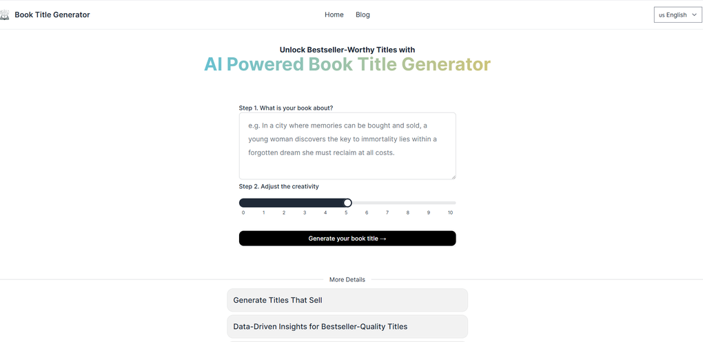AI Book Title Generator per Generatore ed editor di testo basati su IA ...