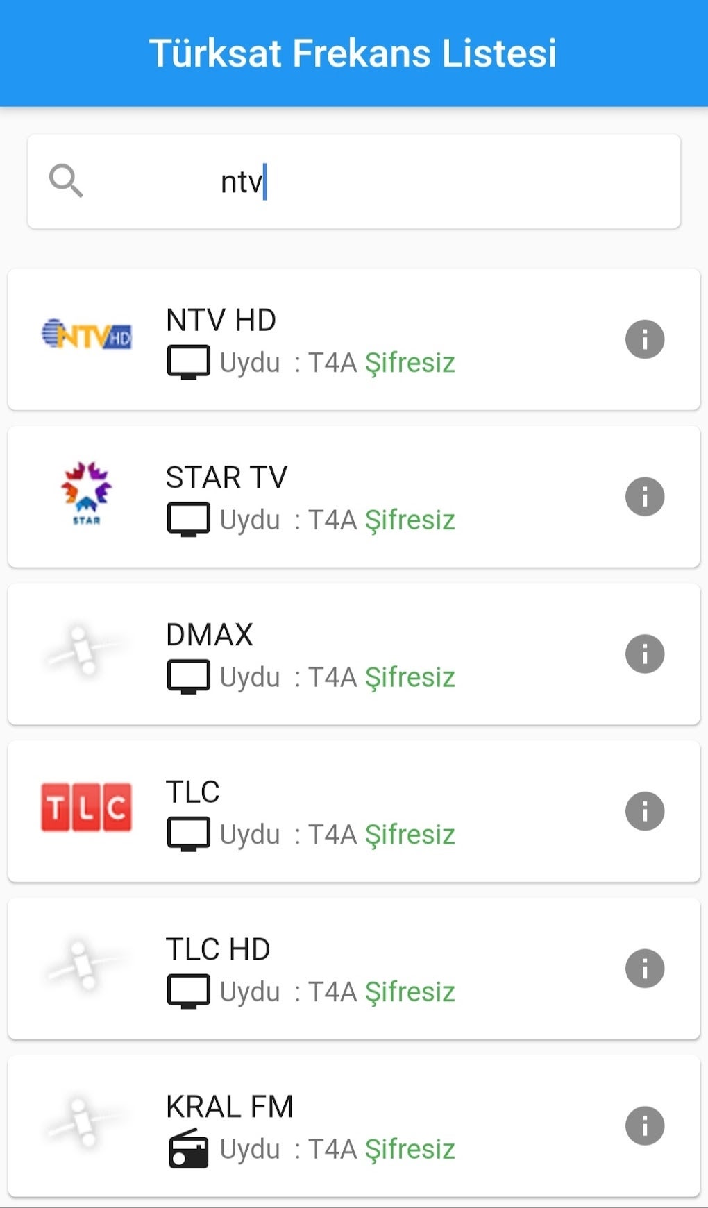 Uydu Frekans Listesi - Türksat para Android - Descargar