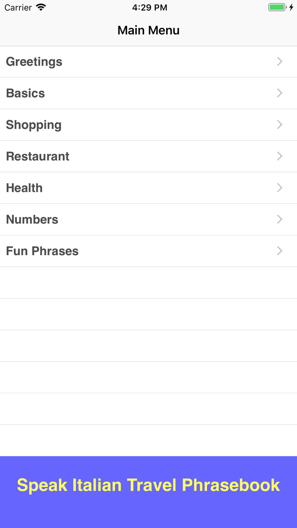 Speak Italian Phrasebook Lite para iPhone - Descargar