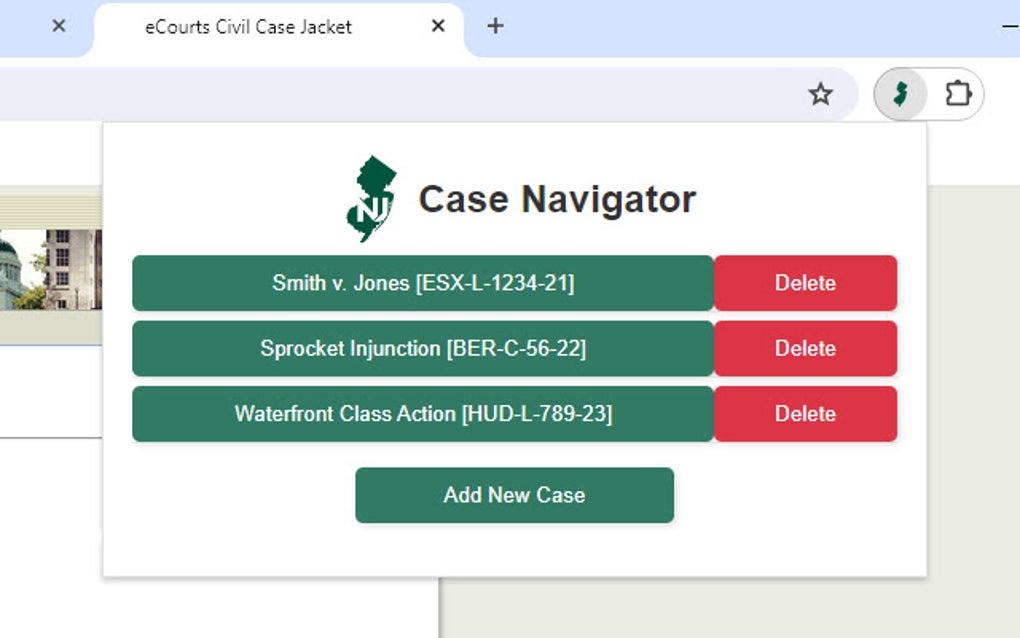 NJ eCourts Navigator para Google Chrome - Extensión Descargar
