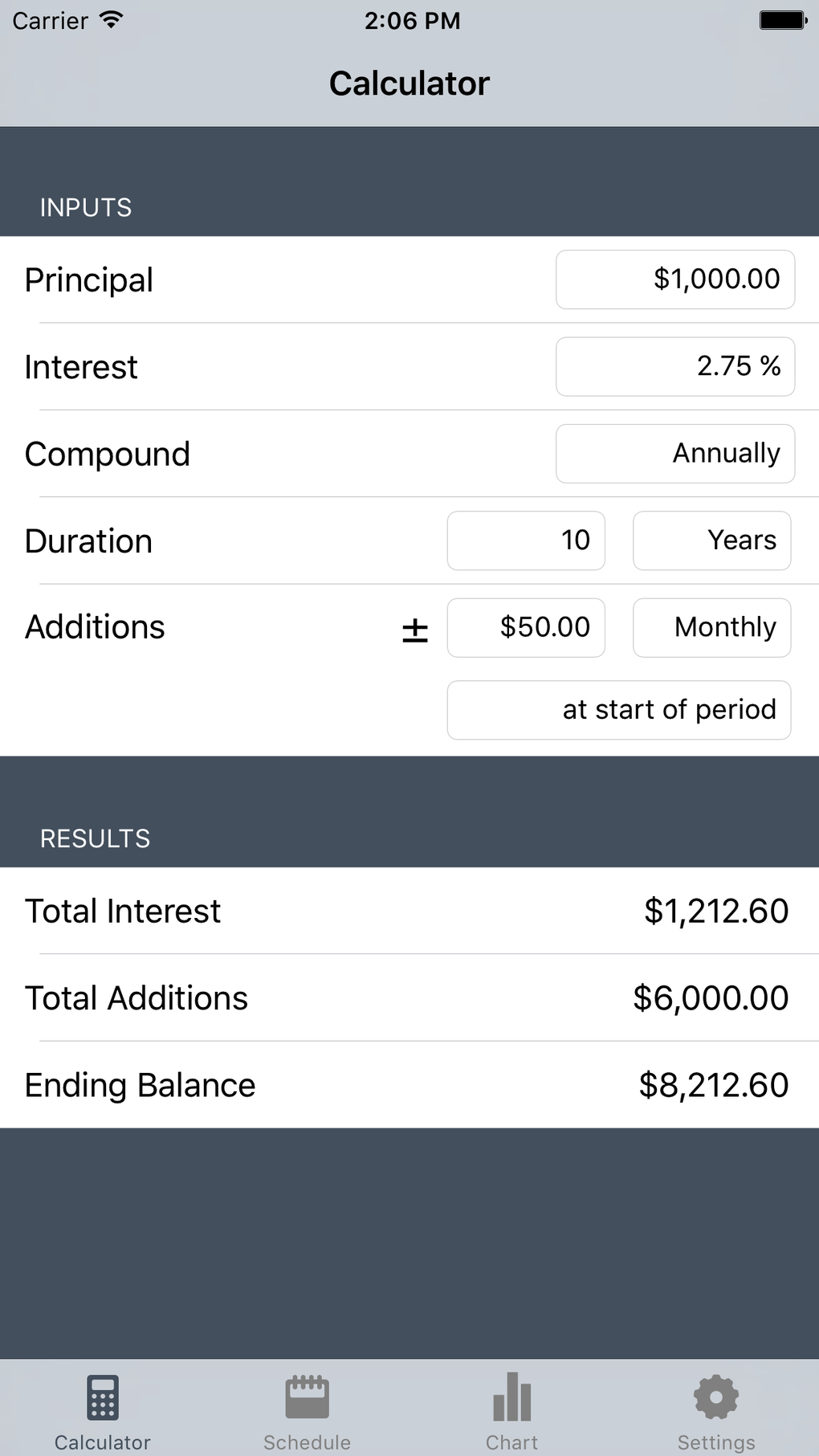 Cic Lite - Compound Interest Calculator for iPhone - Download
