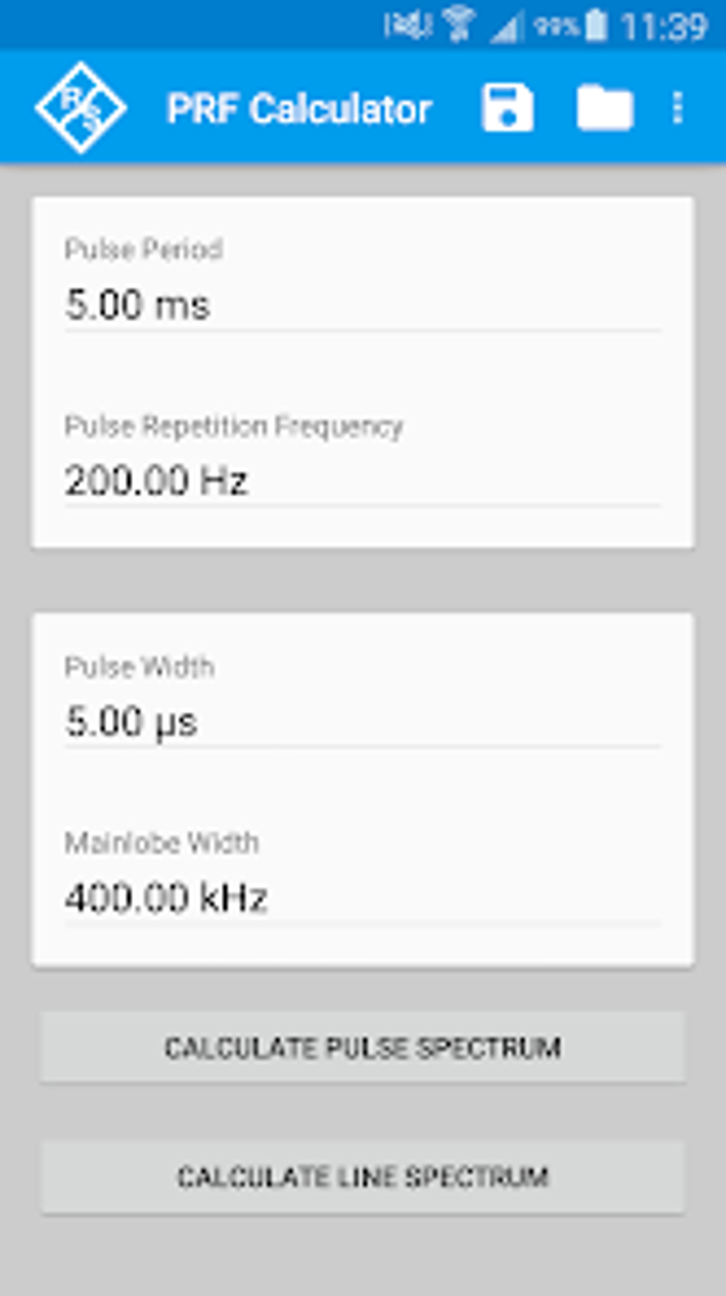 Pulsed RF Calculator for Android - Download