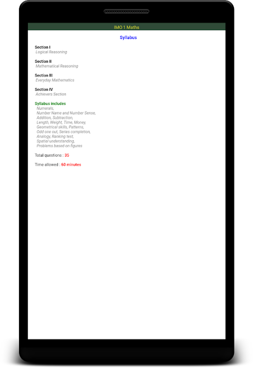 Android 용 Imo Mathematics Class 1 Apk 다운로드