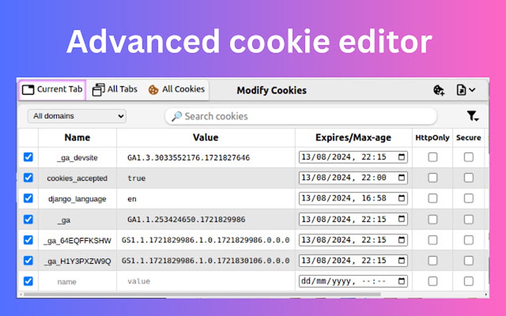 modifyCookie - advanced cookie editor Google Chrome 용 - 확장 프로그램 다운로드